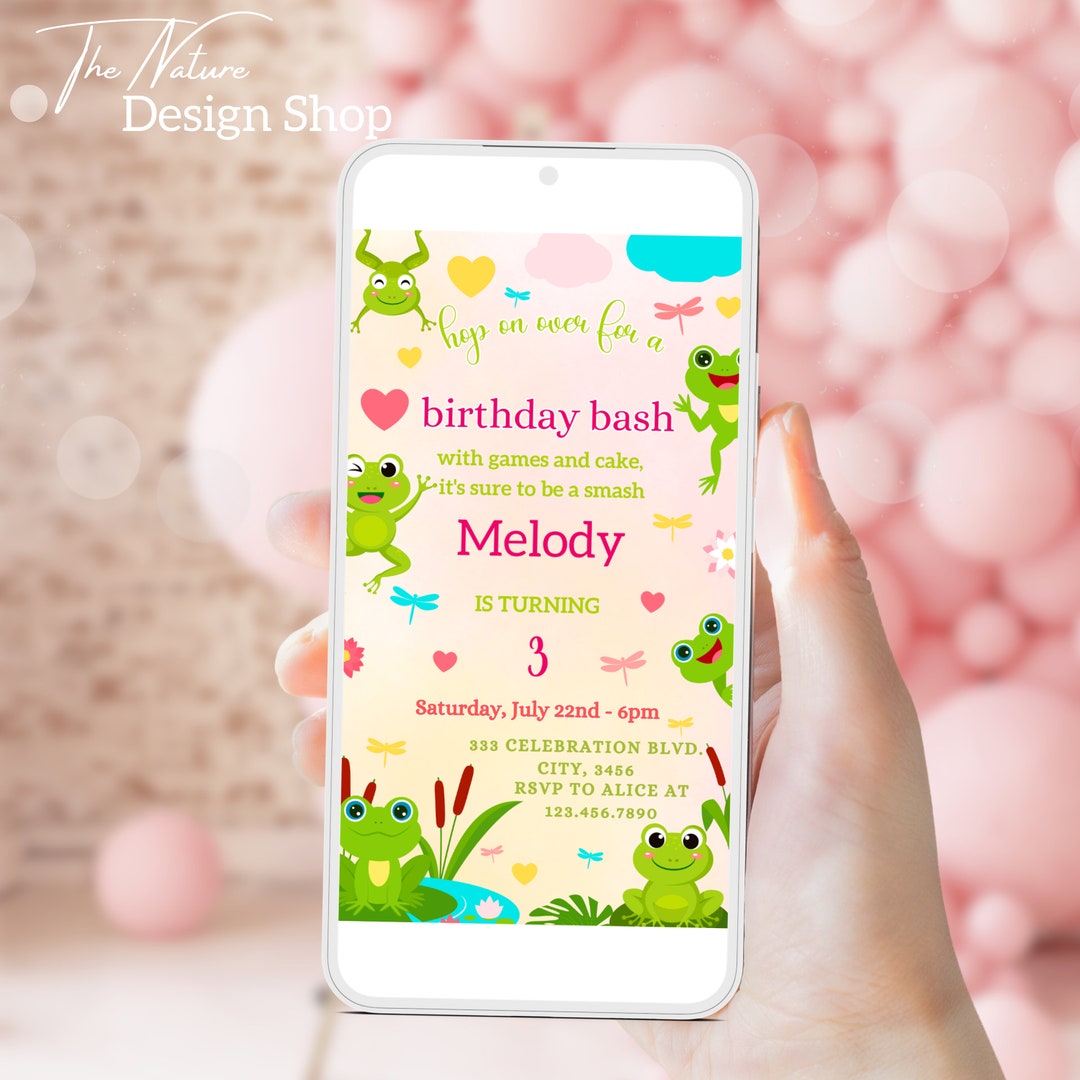 Invitación de cumpleaños de rana Invitación a fiesta de rana ...