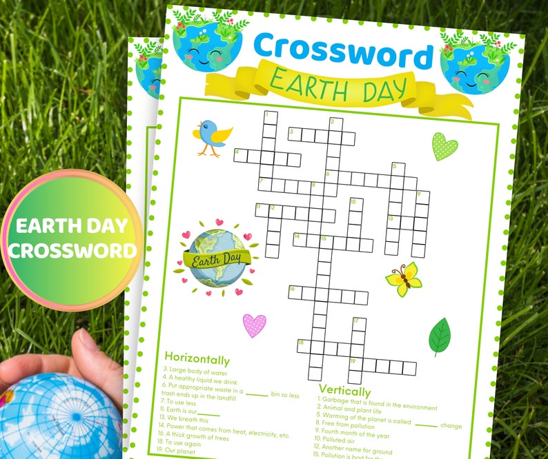 Earth Day Crossword Game Earth Day Gift Earth Day Kids Games Printable ...