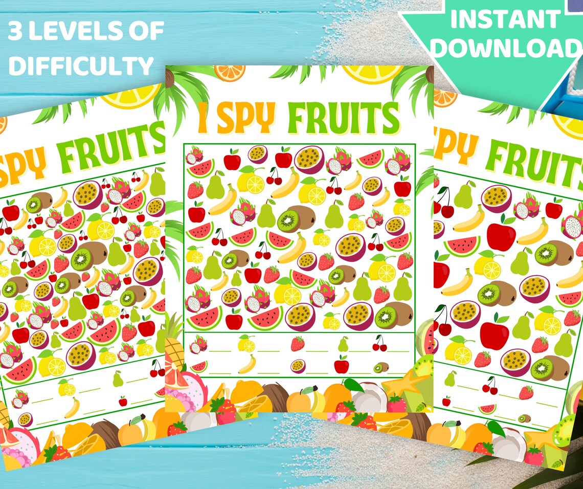 I Spy Fruits Summer Activity Kids Summer Party Game Fruits Birthday ...