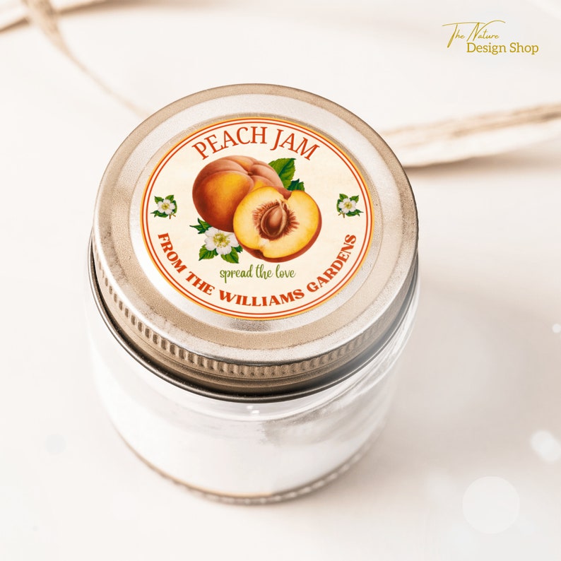 Editable Peach Jam Sticker Peach Jam Favor Stickers Template Jam Jar ...