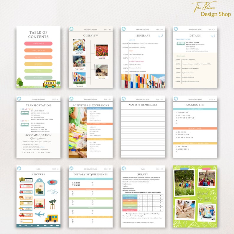 School Trip Itinerary Template Teachers Digital Planner School Trip ...