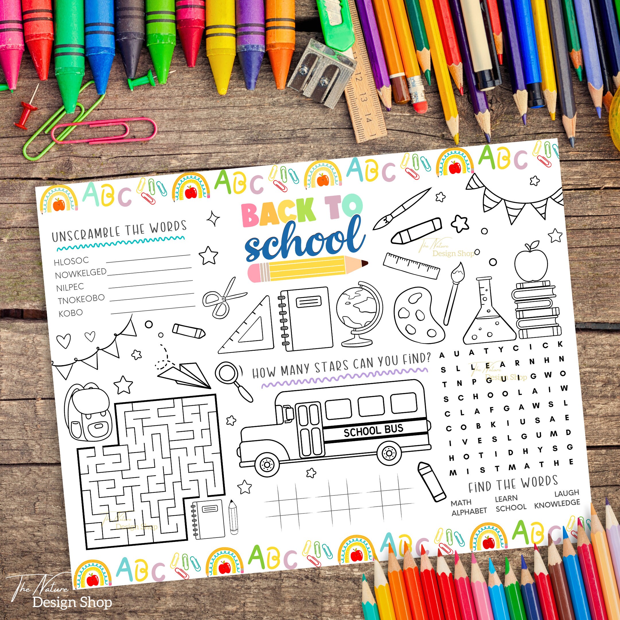 Back to School Activity Placemat First Day of School Worksheet Back to ...