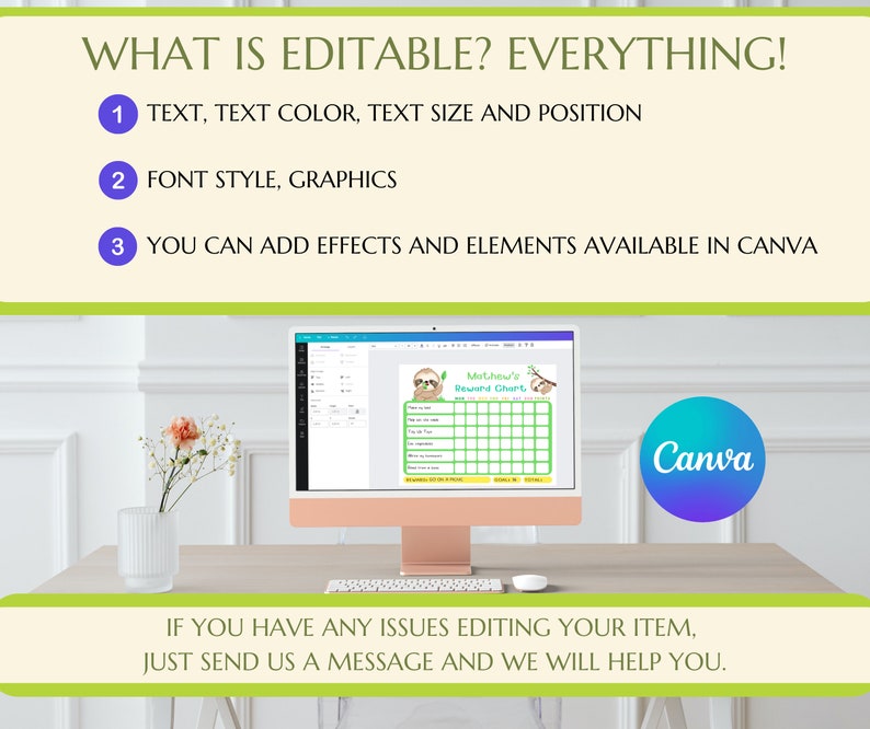 Editable Sloth Reward Chart for Kids Daily Routine Chart Boys Chore ...