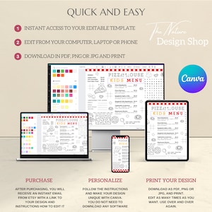 Kids Pizza Menu Template Restaurant Menu Template Editable Kids Menu ...