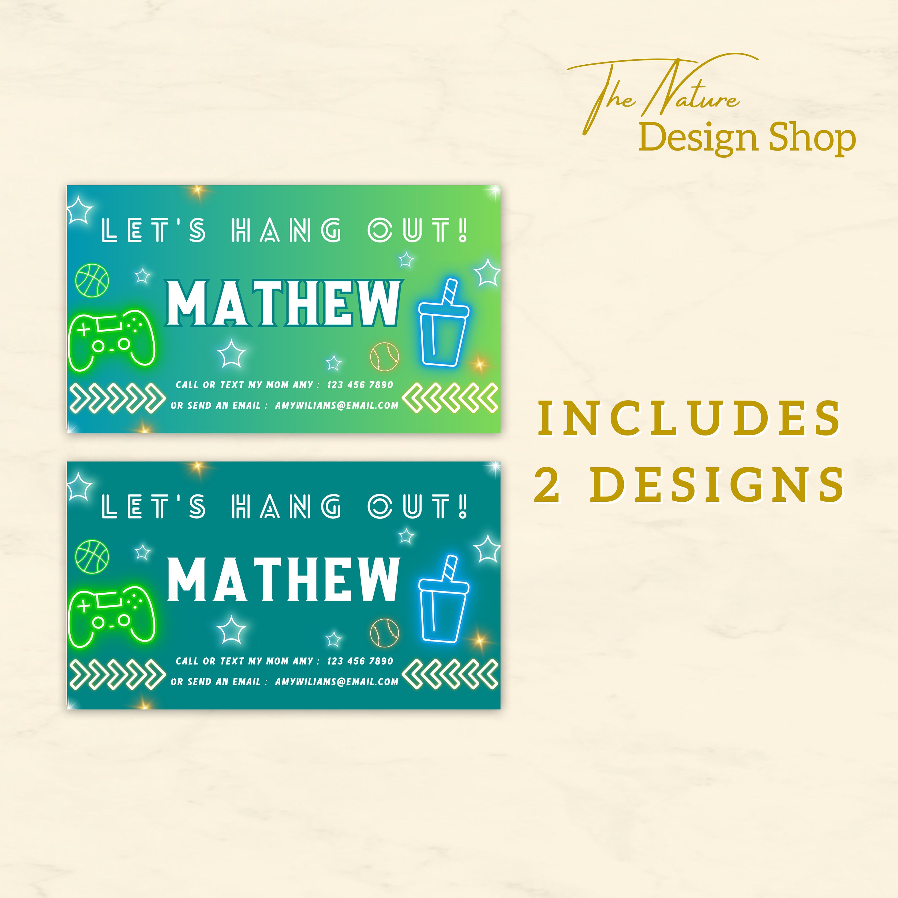 Contact Cards Kids Playdate Cards Boys Keep in Touch for Kids Playdate ...