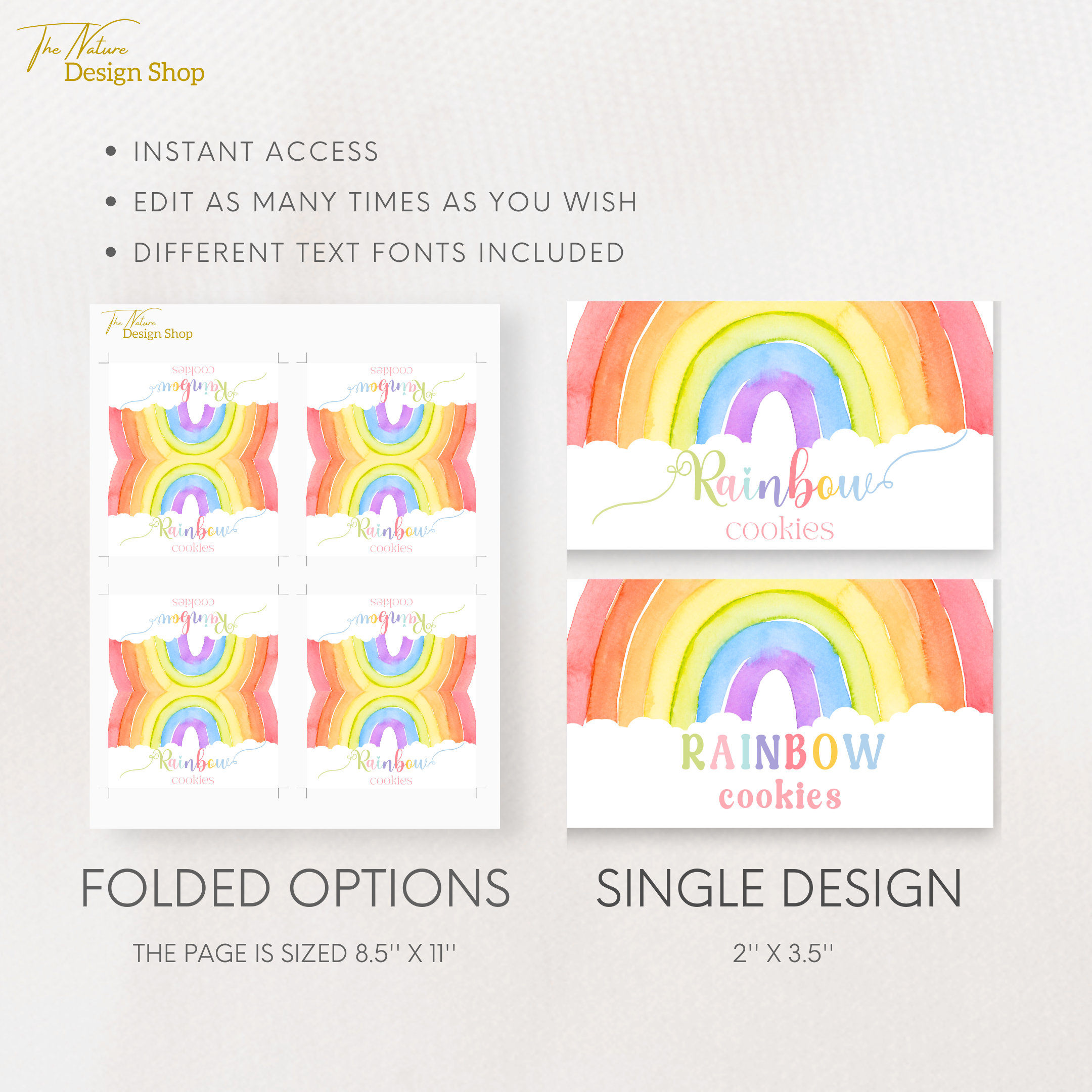 Editable Rainbow Food Label Tent Card Rainbow Name Tag Rainbow Place ...