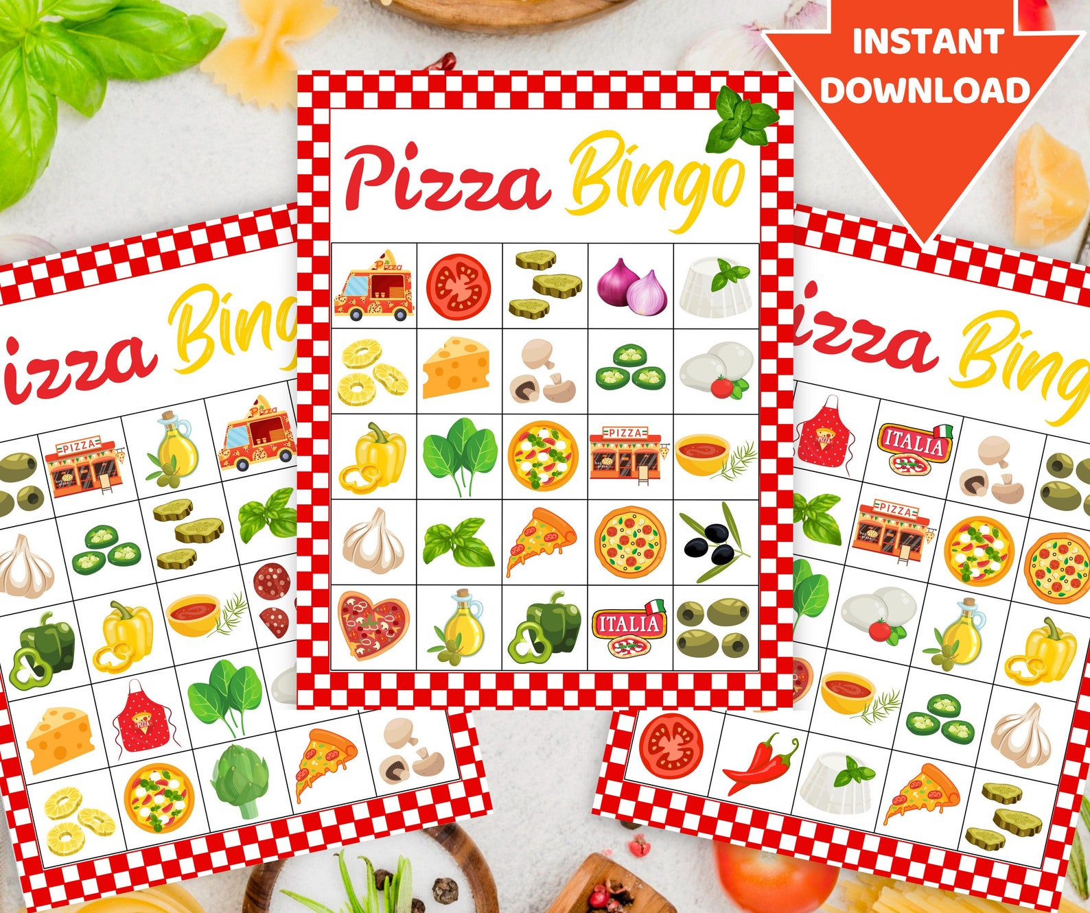 Pizza Bingo Pizza Birthday Party Pizza Party Game Pizza Party Favors ...