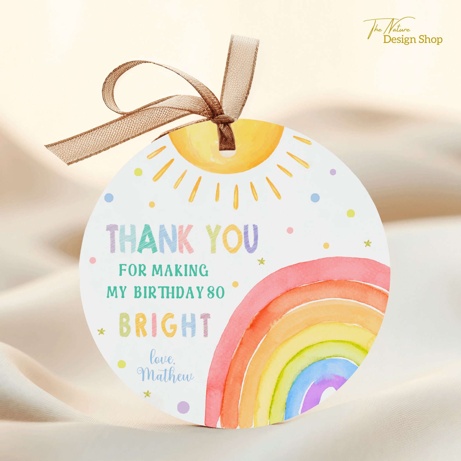 Editable Rainbow Favor Tag Rainbow Thank You Tag Rainbow Birthday Favor ...