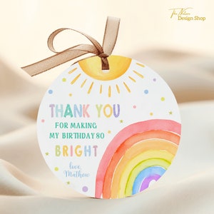Editable Rainbow Favor Tag Rainbow Thank You Tag Rainbow Birthday Favor ...