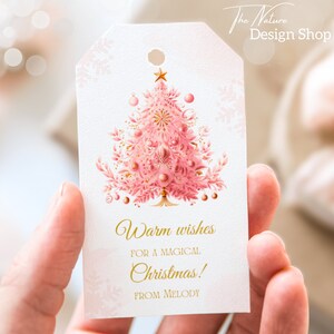 Pink Christmas Tag Pink Christmas Favor Tag Printable Pastel Christmas ...