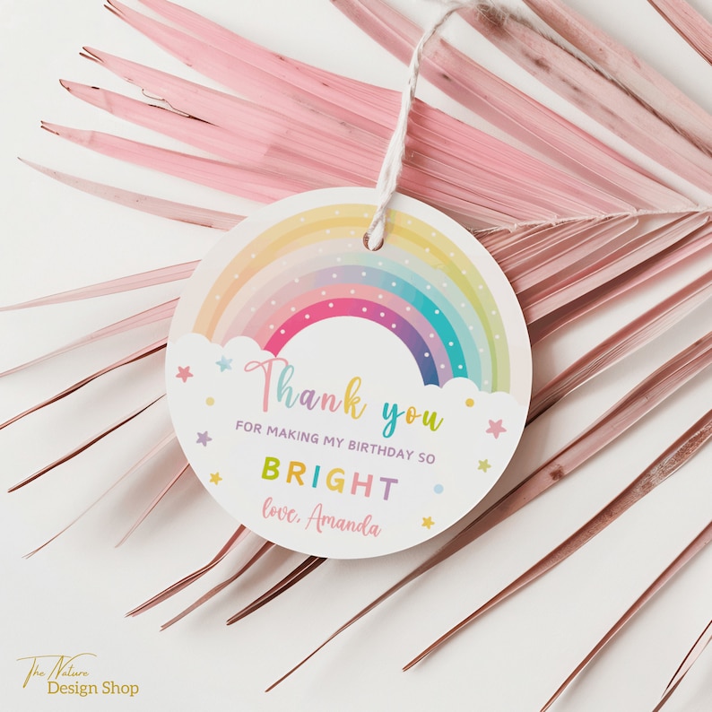 Editable Rainbow Favor Tag Rainbow Thank You Tag Rainbow Birthday Favor ...
