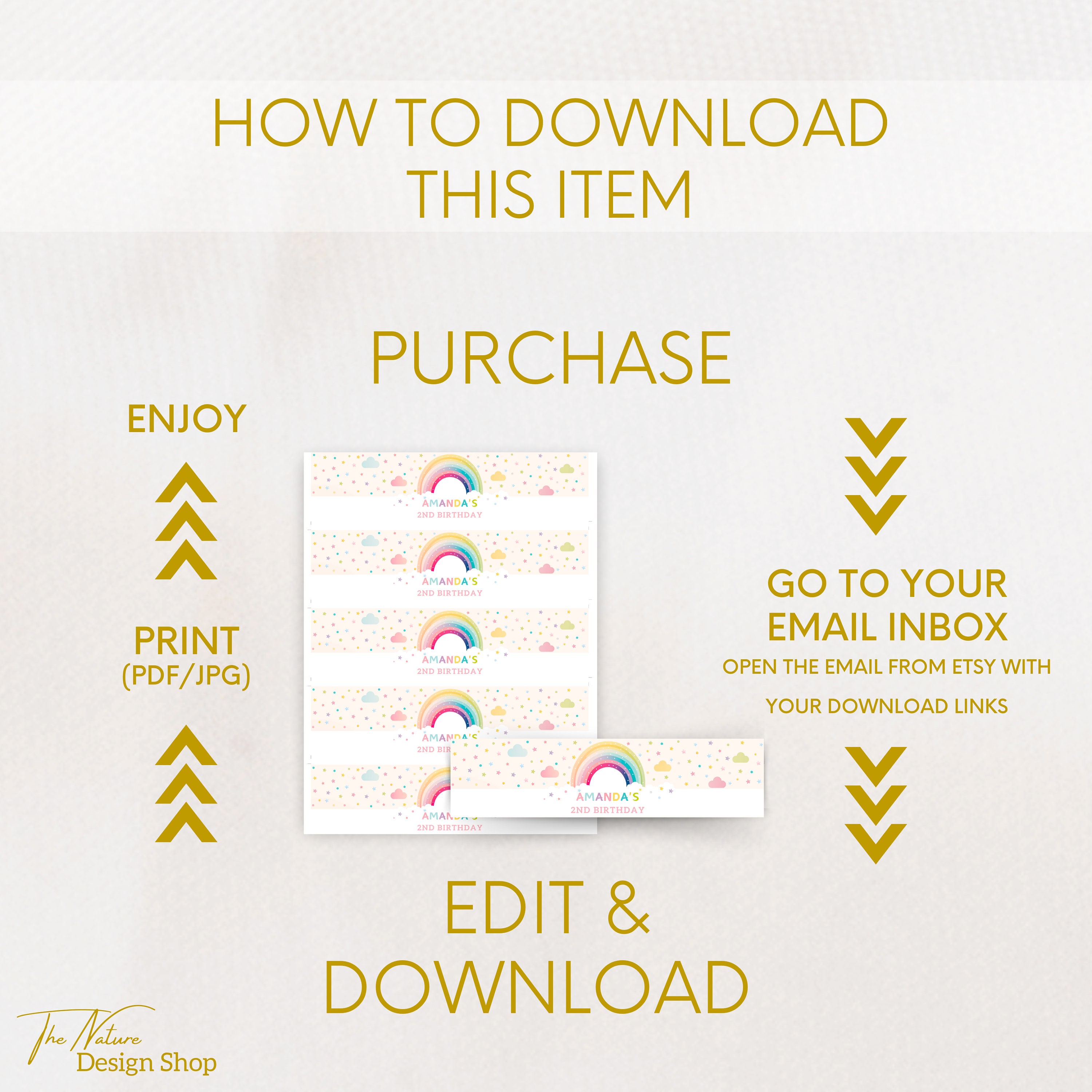 Editable Rainbow Water Bottle Label Girl Rainbow Birthday Party Decor ...