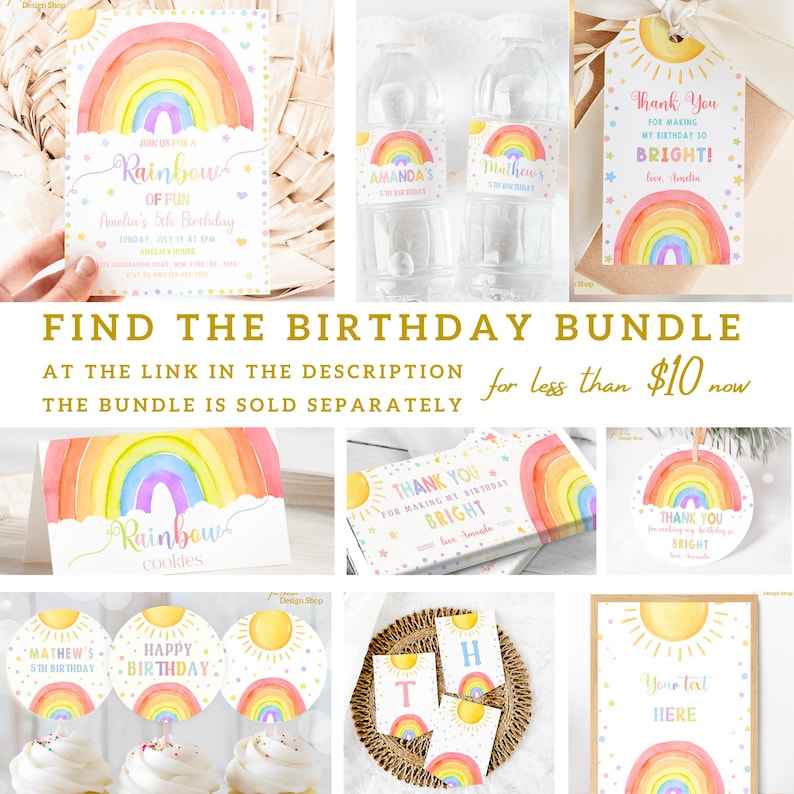 Editable Rainbow Birthday Invitation Girl Rainbow Birthday Invitation ...