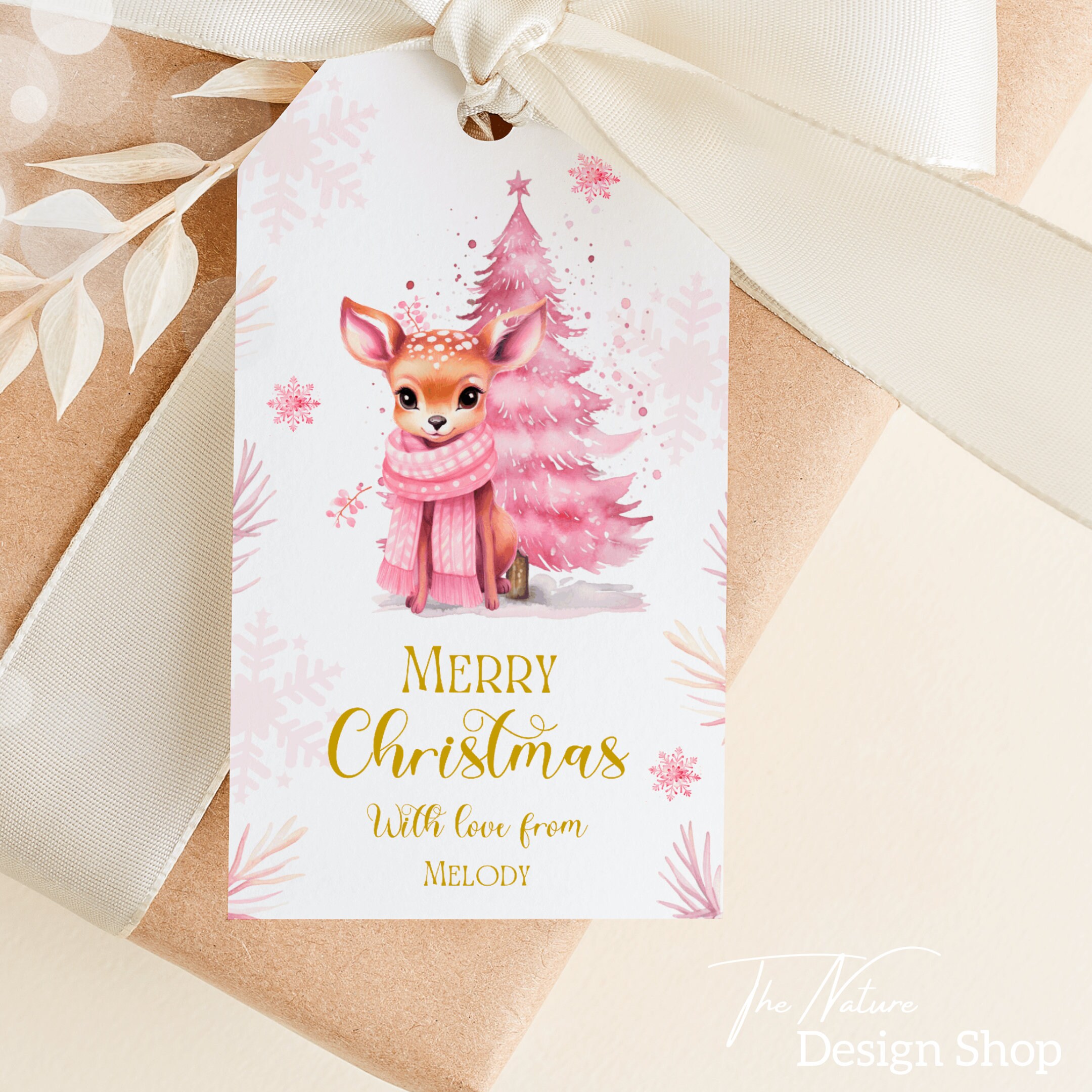 Pink Christmas Tag Pink Christmas Favor Tag Printable Pastel Christmas ...