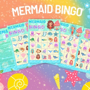 Mermaid Bingo Game Kids Mermaid Birthday Party Game With Mermaids Party ...