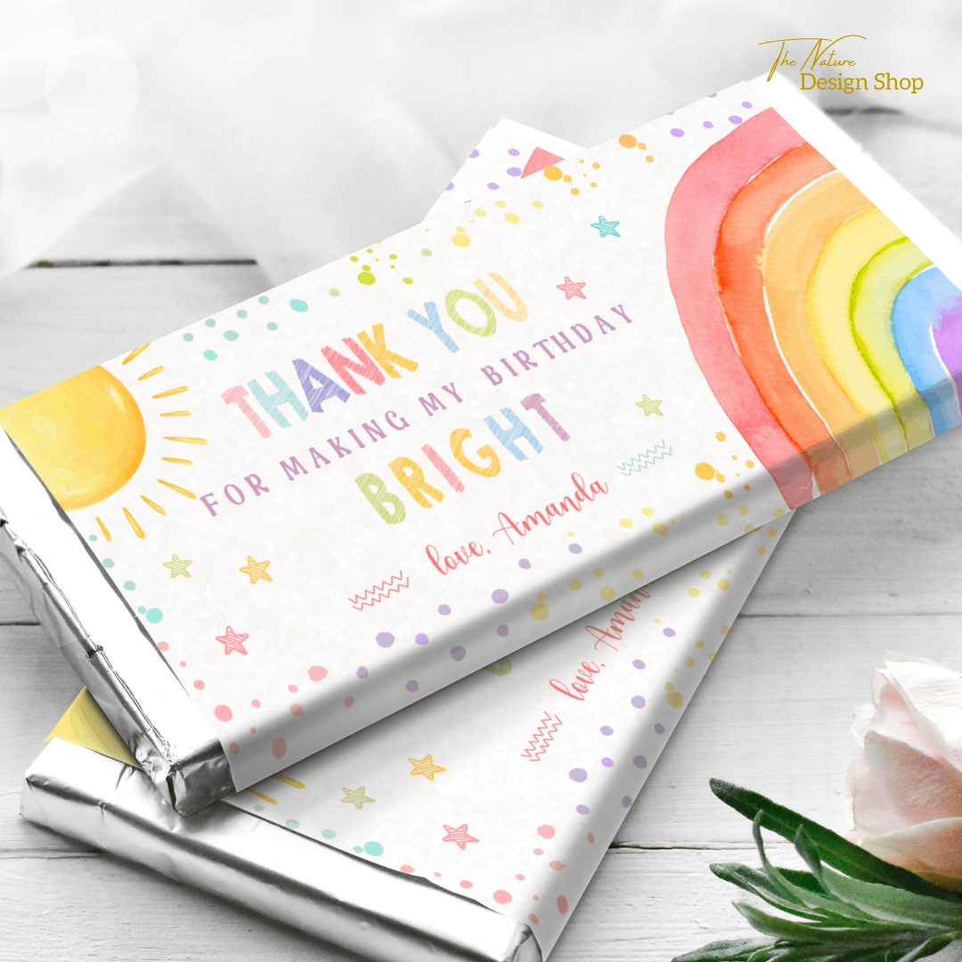 Editable Rainbow Chocolate Bar Wrap Template Birthday Chocolate Bar ...