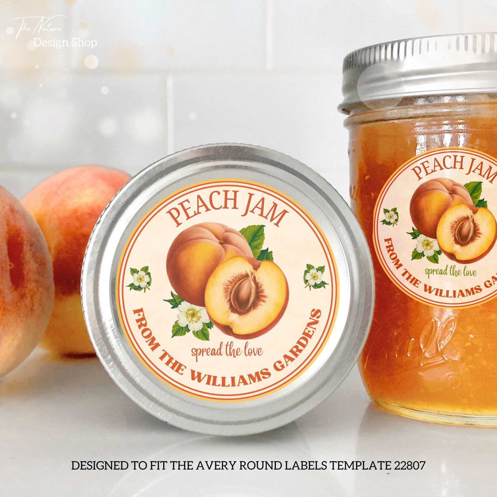 Editable Peach Jam Sticker Peach Jam Favor Stickers Template Jam Jar ...