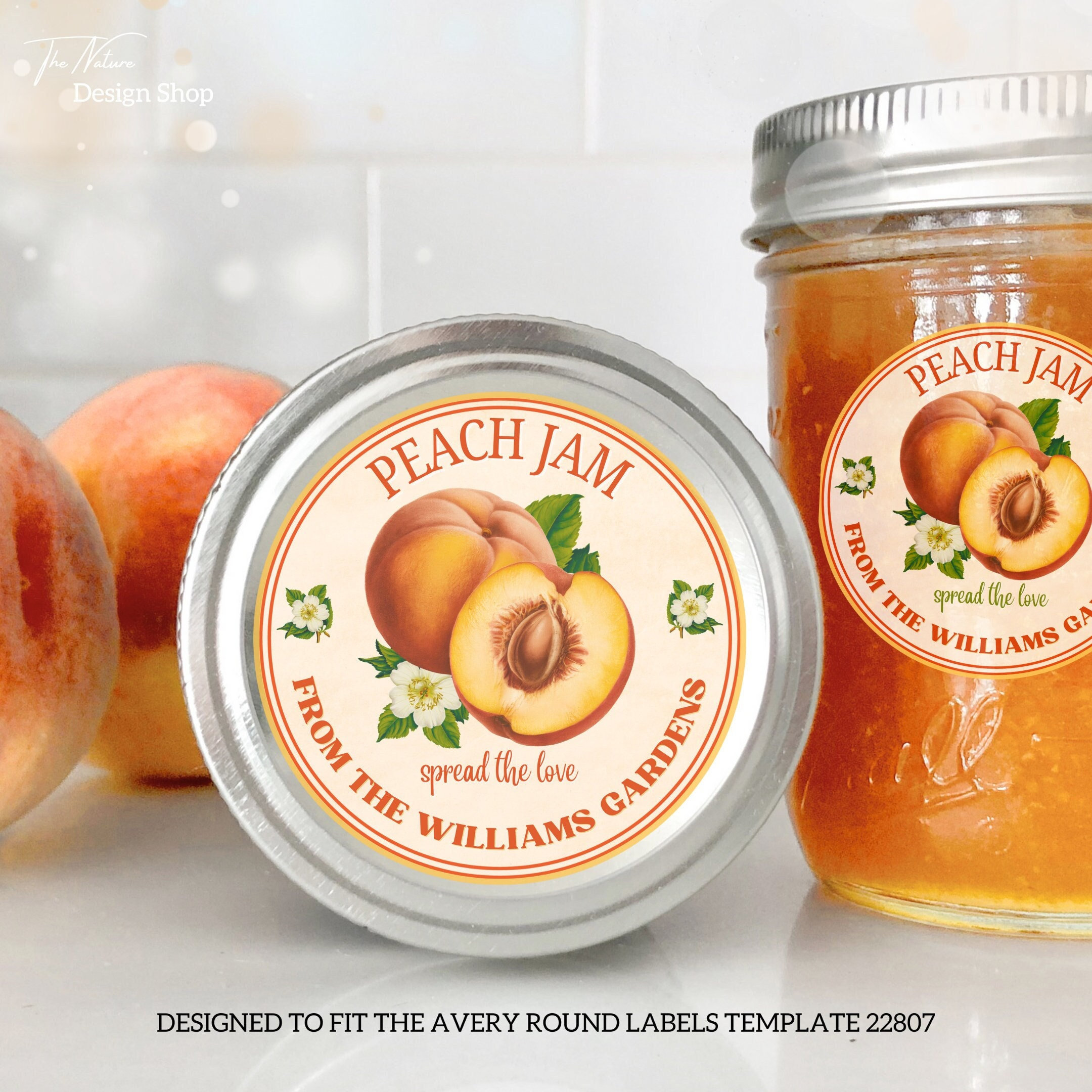 Editable Peach Jam Sticker Peach Jam Favor Stickers Template Jam Jar ...
