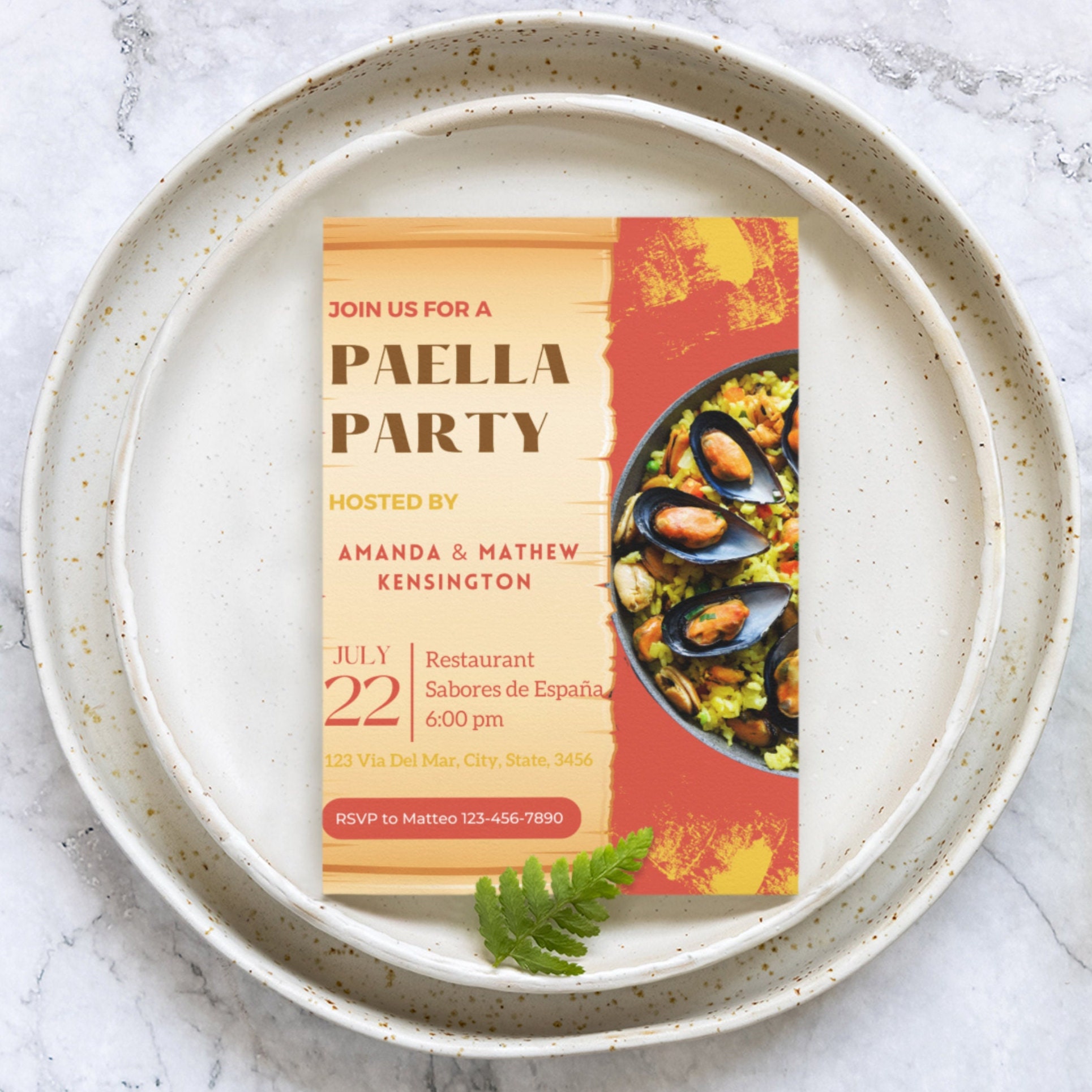 Paella Invitation Paella Party Invitation Paella Party Invite Spanish ...