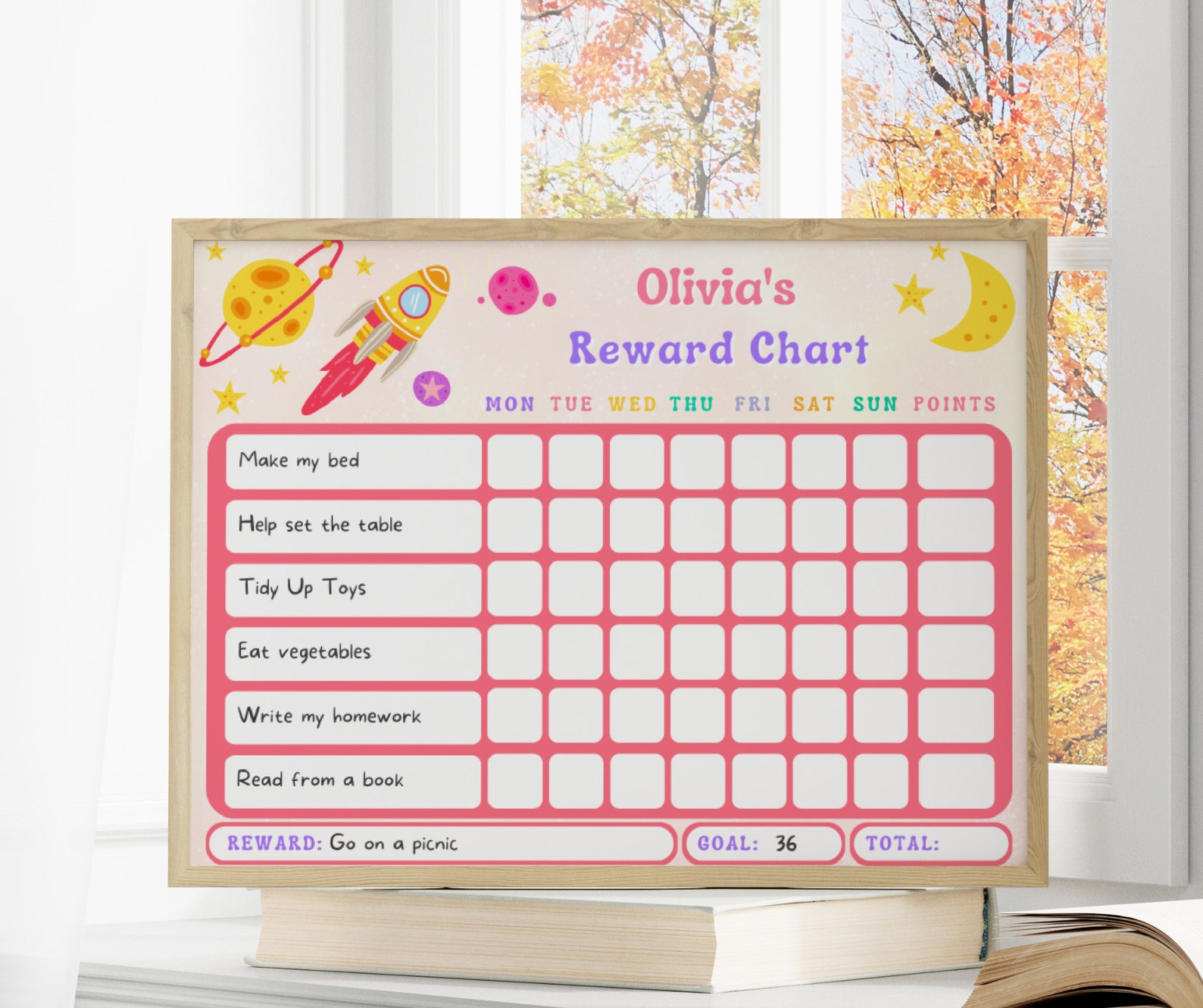 Editable Space Reward Chart Printable Behavior Chart Daily Chore Chart ...