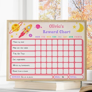 Editable Space Reward Chart Printable Behavior Chart Daily Chore Chart ...