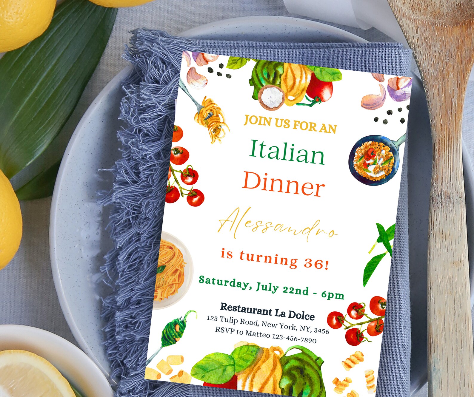 Editable Italian Birthday Party Invitation Pasta Party Invite - Etsy