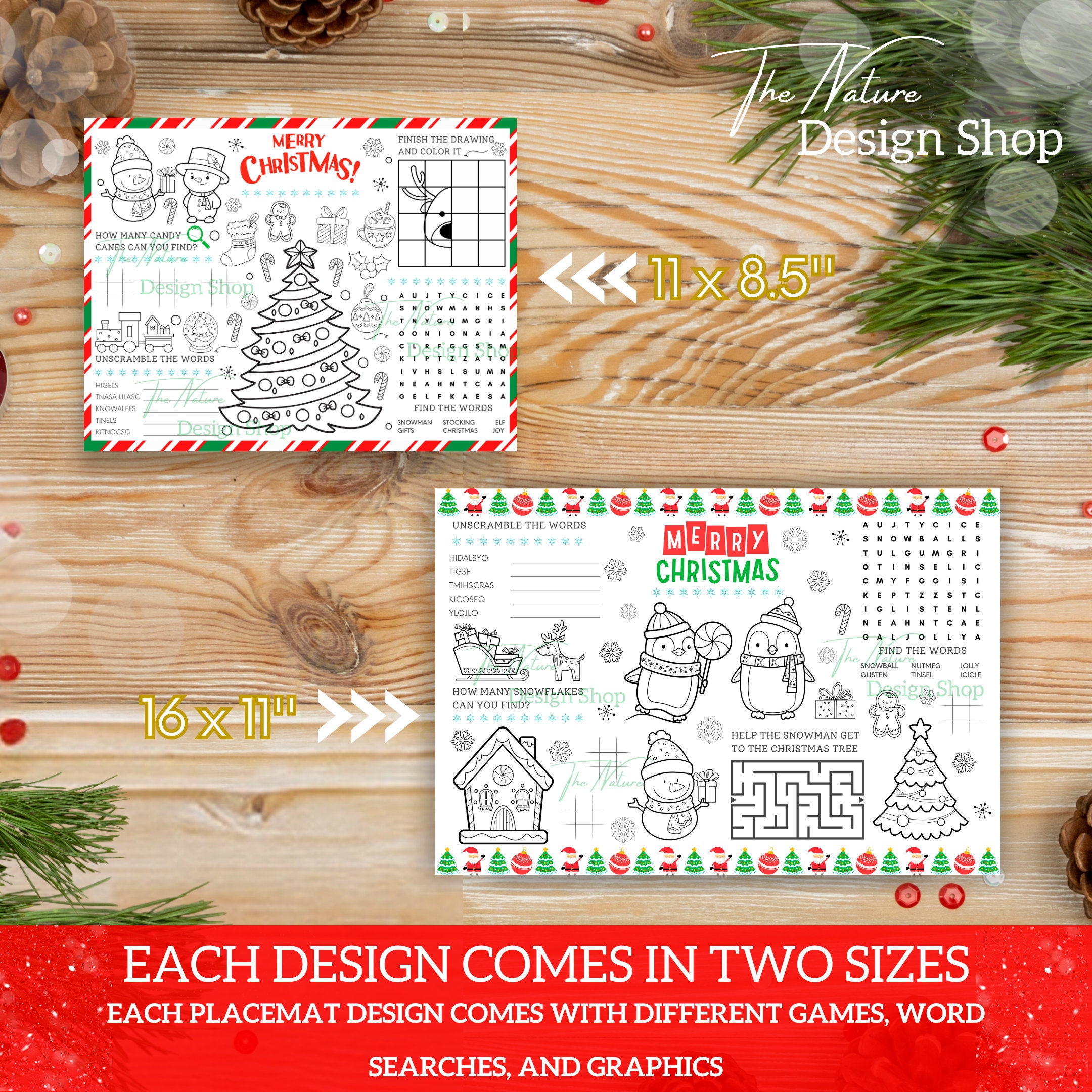 Christmas Coloring Placemats Christmas Activity Sheets Christmas ...