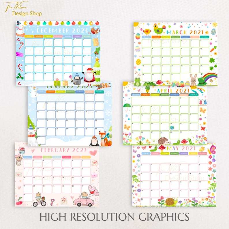 Kids Editable Calendar 2026-2027 Printable Calendar Kids Monthly ...