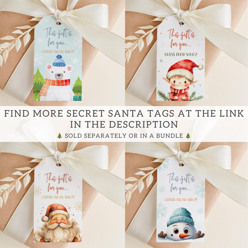 Secret Santa Gift Tags Secret Santa Gift Basket Secret Santa Printable ...