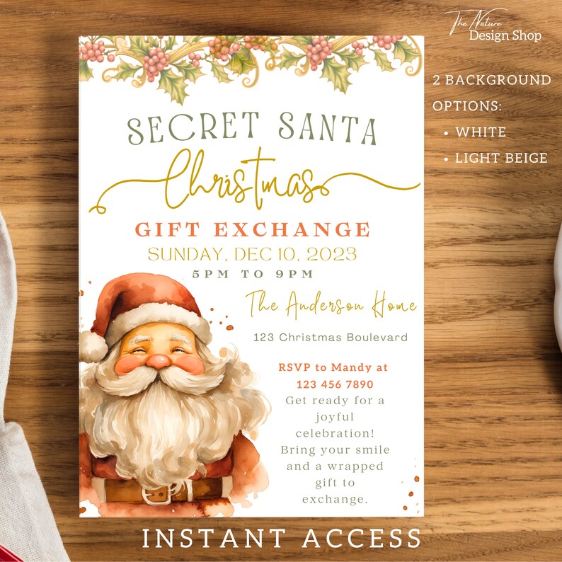 Secret Santa Invitation Secret Santa Invite Secret Santa Gift Exchange ...