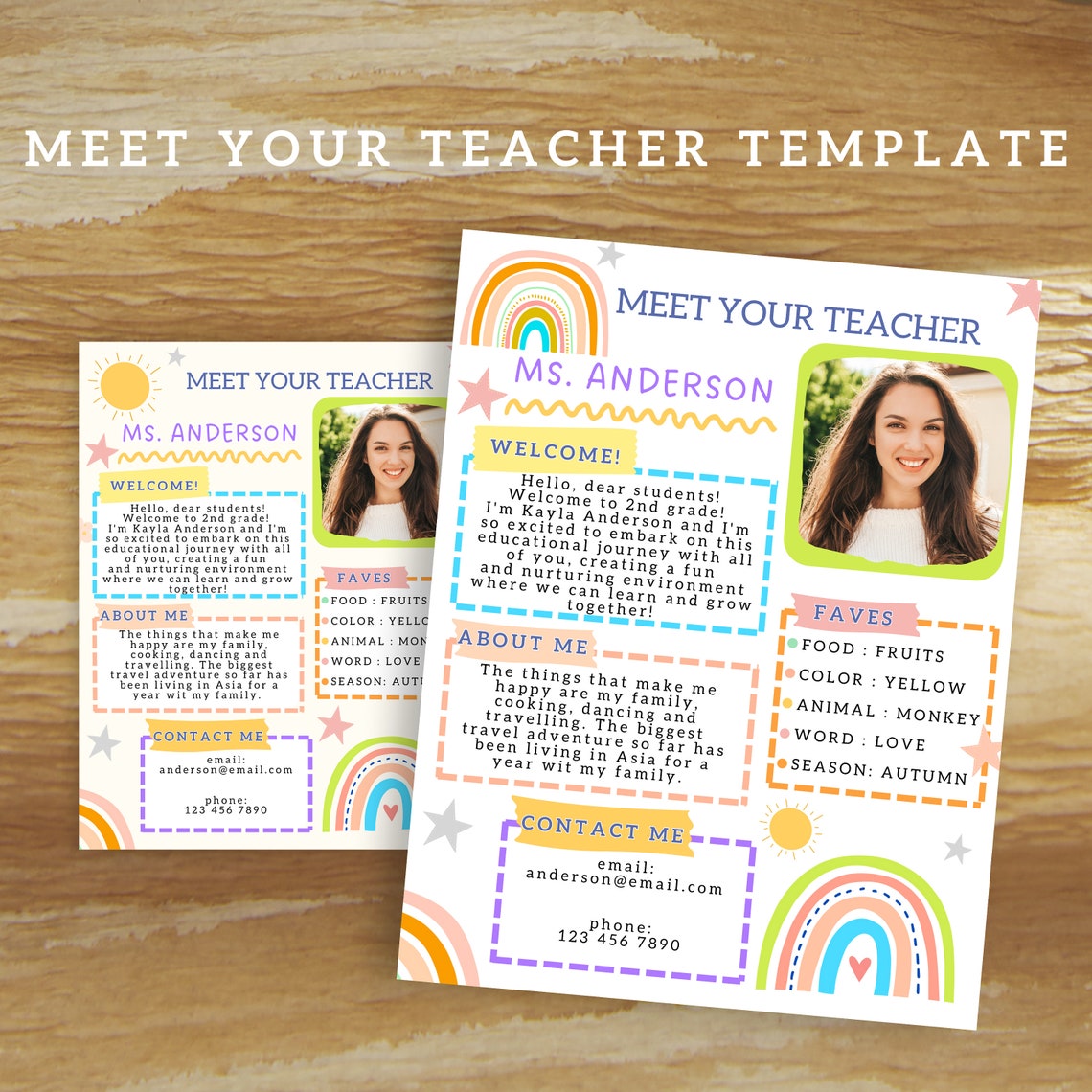 Meet the Teacher Editable Template Teacher Boho Rainbow Teacher Canva ...