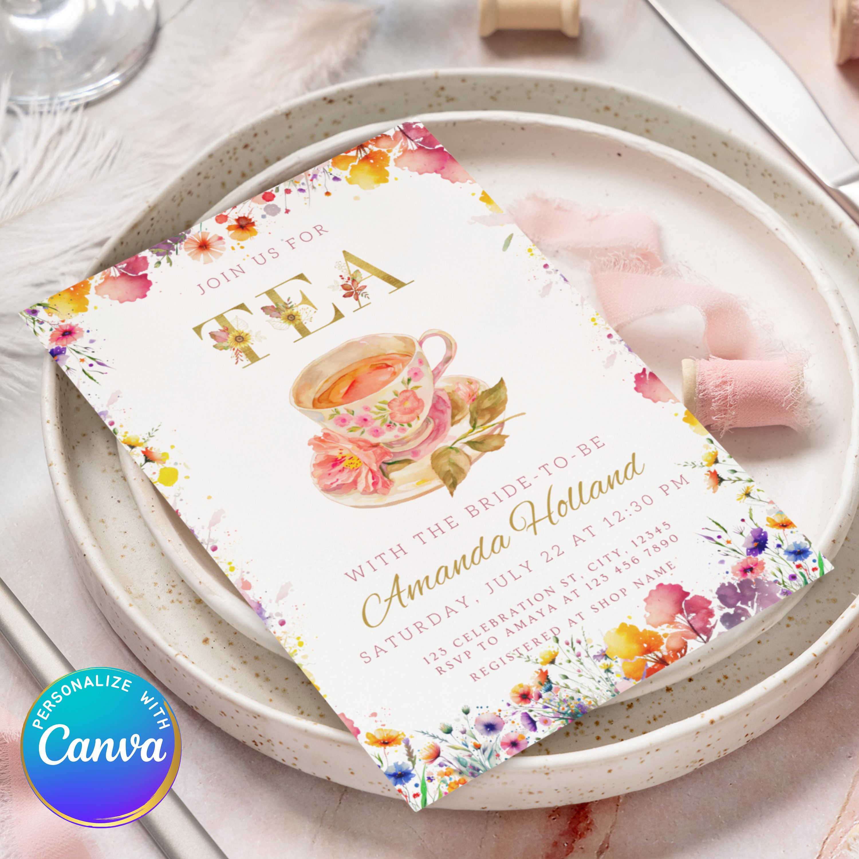 Afternoon Tea Invitation Tea With the Bride to Be Invitation High Tea ...