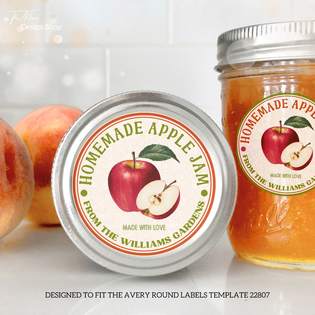 Editable Apple Jam Jar Labels Apple Butter Favors Jam Jar Stickers ...