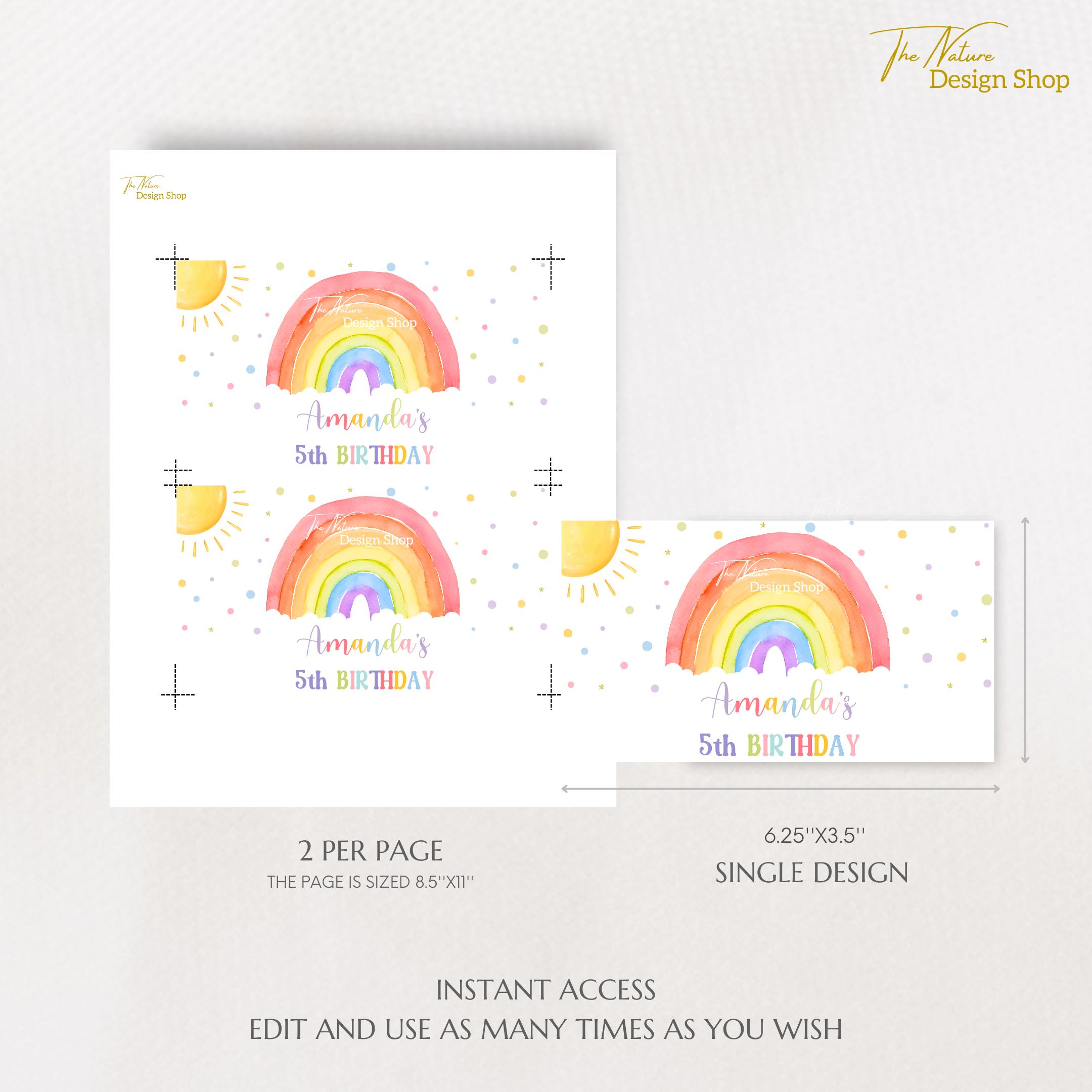 Editable Rainbow Gable Box Rainbow Favor Label Rainbow Birthday Favor ...