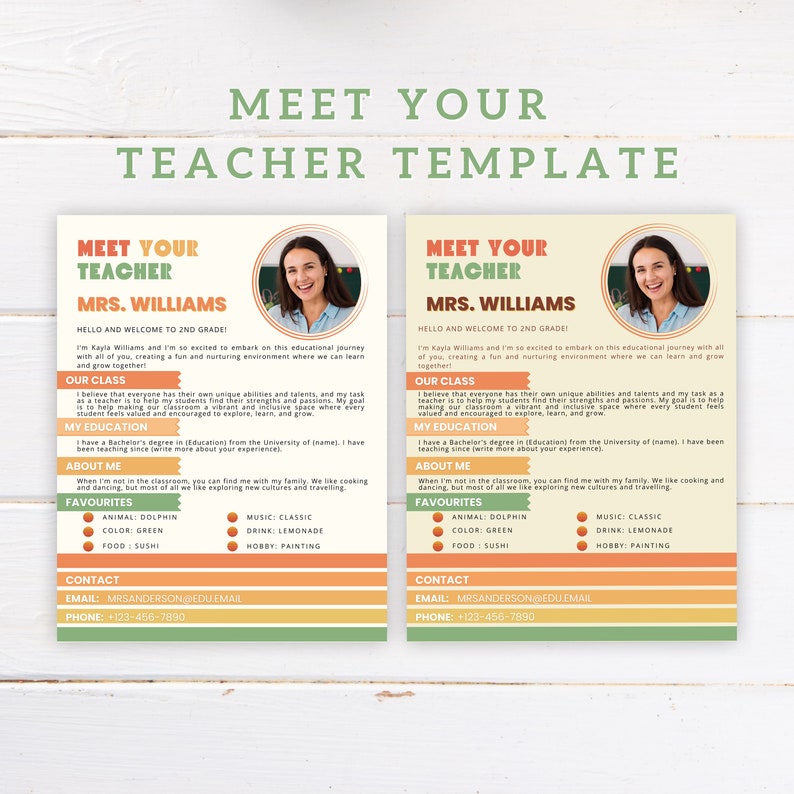 Meet the Teacher Editable Template Teacher Canva Template - Etsy