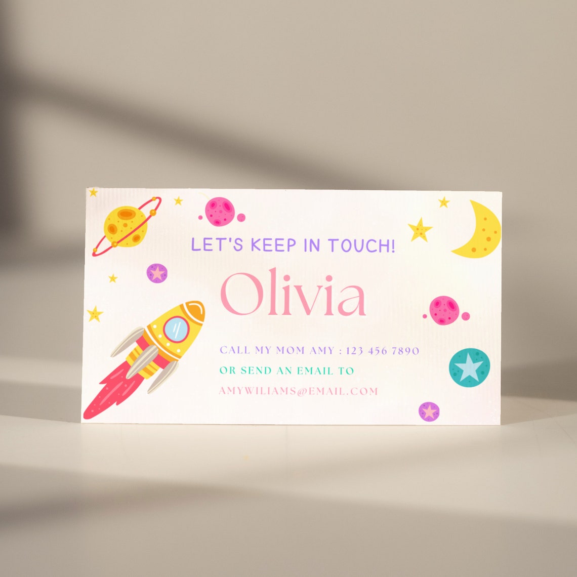 Kids Contact Cards Kids Calling Cards for Girls Keep in Touch for Kids ...