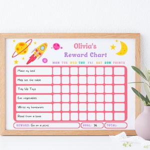 Editable Space Reward Chart Printable Behavior Chart Daily Chore Chart ...