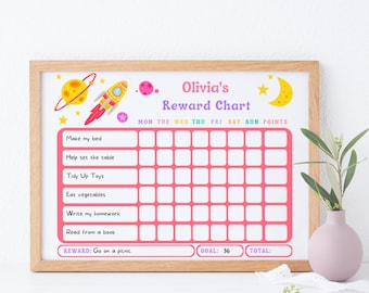 Editable Space Reward Chart Printable Behavior Chart Daily Chore Chart ...