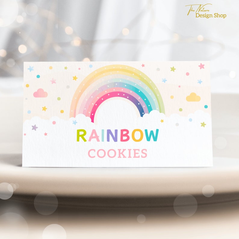 Editable Rainbow Food Label Tent Card Rainbow Name Tag Rainbow Place ...