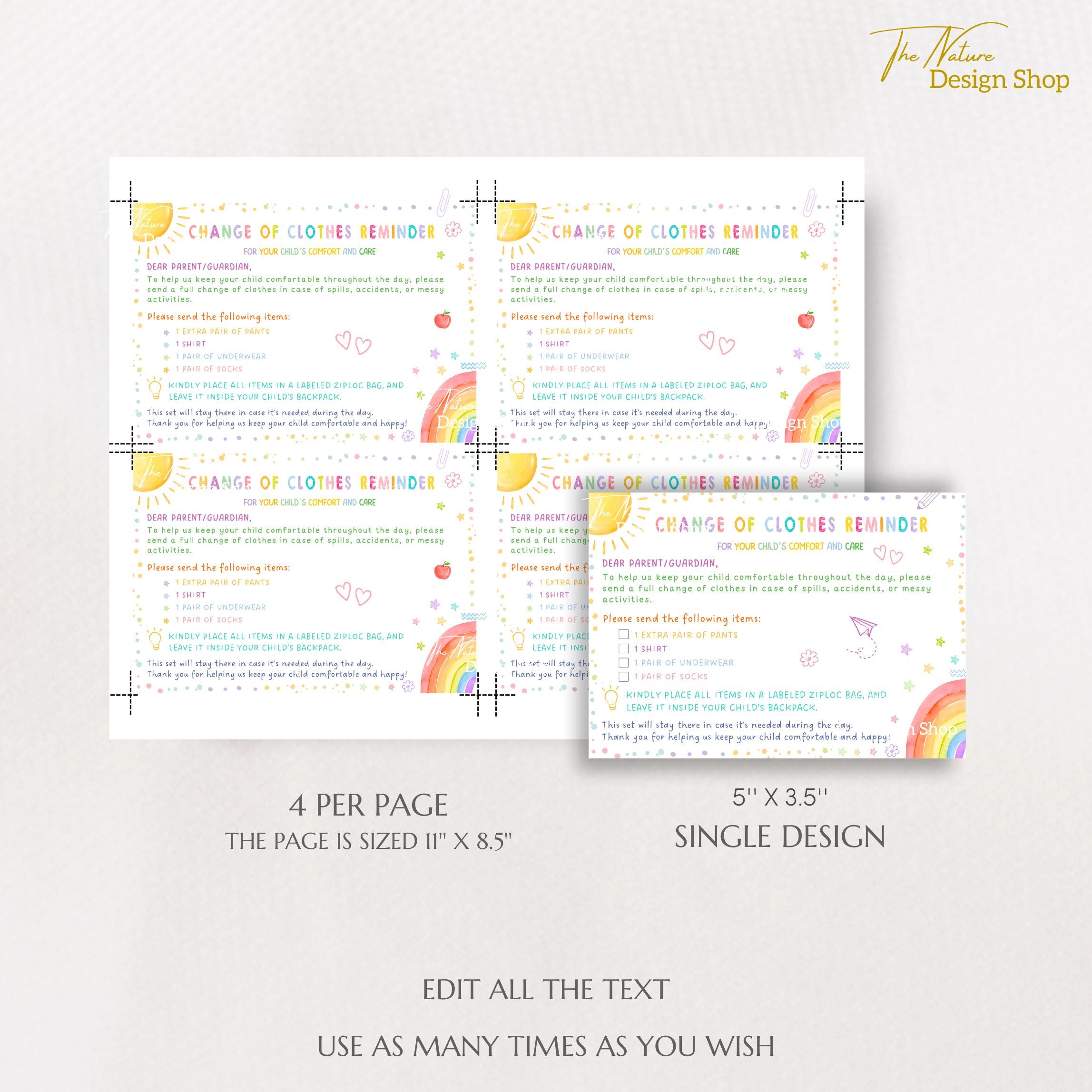 Editable Daycare Parent Reminder Slips Preschool Parent Communication ...