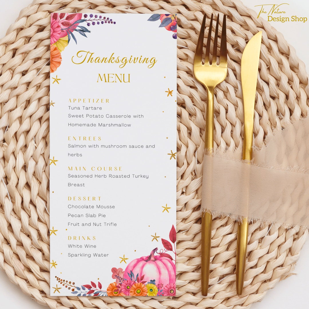 Thanksgiving Menu Template Thanksgiving Menu Card Thanksgiving Menu ...