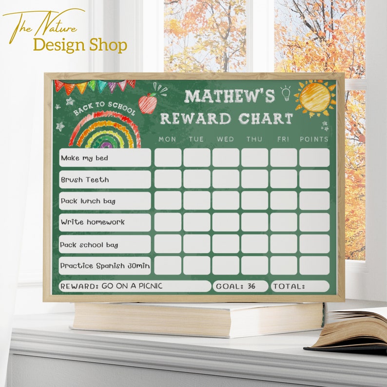 EDITABLE Back to School Kids Reward Chart School Routine Checklist for ...