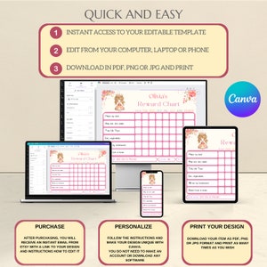 Editable Princess Reward Chart Girls Reward Chart Princess Behavior ...