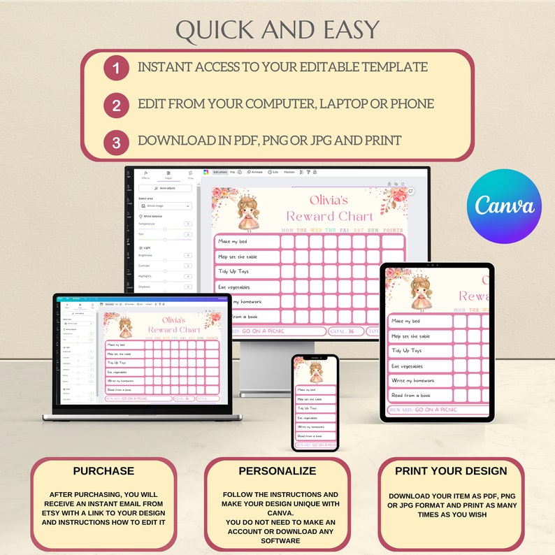 Editable Princess Reward Chart Girls Reward Chart Princess Behavior ...