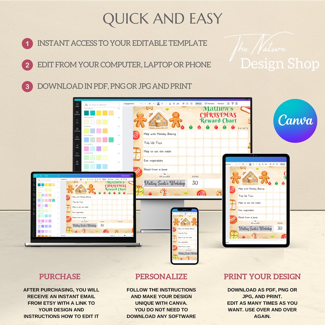 Editable Christmas Reward Chart for Kids Daily Routine Chart Kids Chore ...