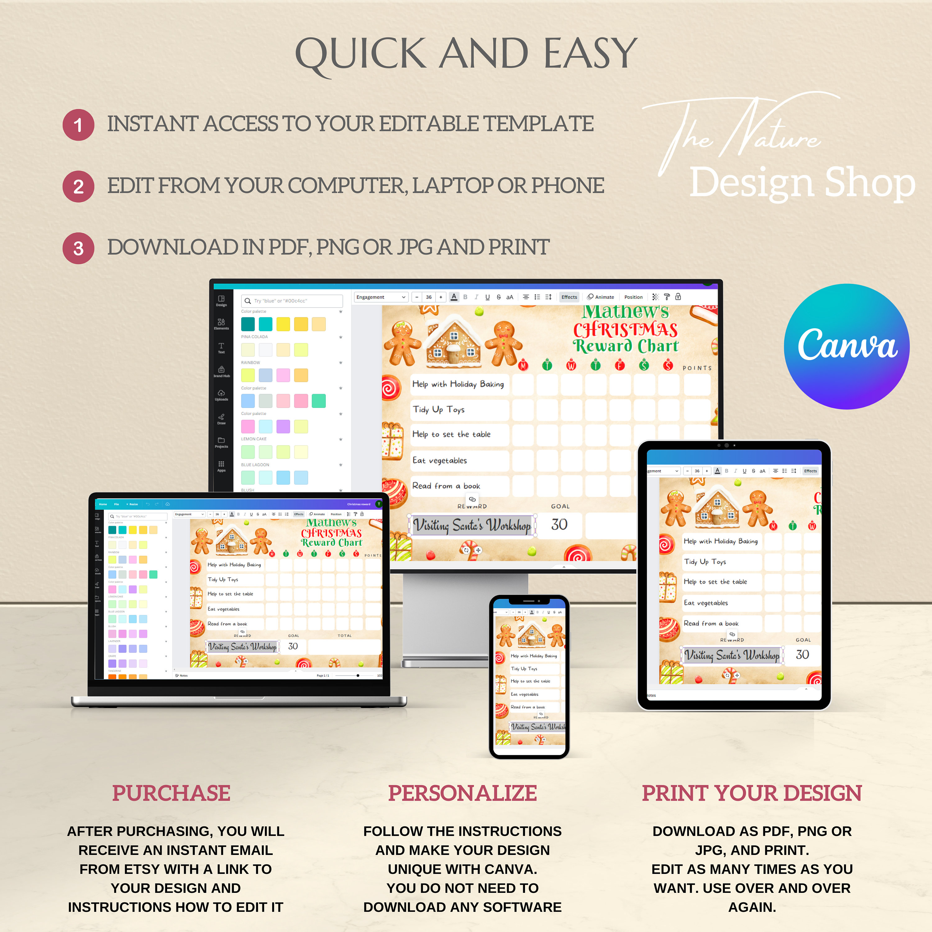 Editable Christmas Reward Chart for Kids Daily Routine Chart Kids Chore ...