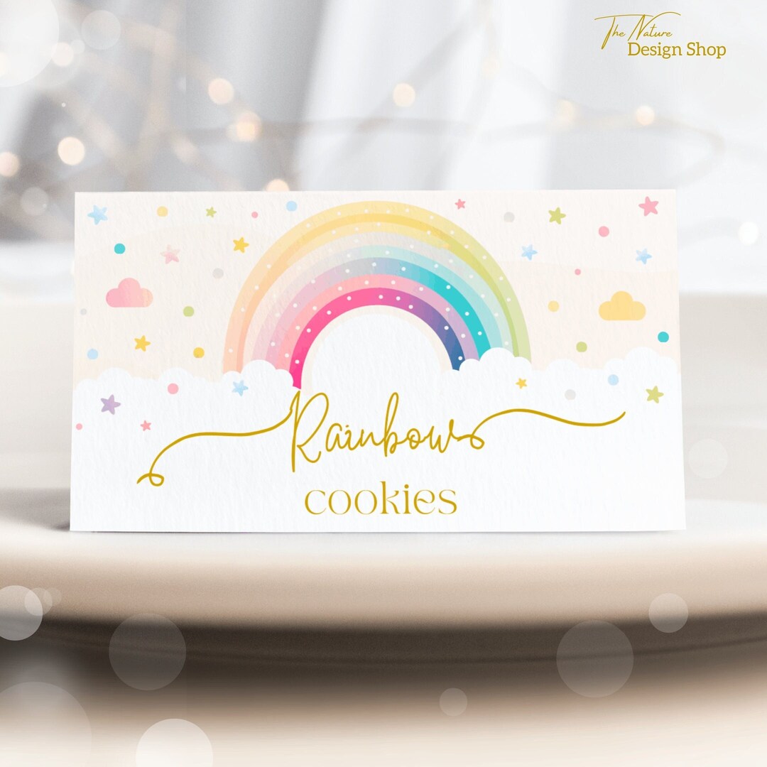 Editable Rainbow Food Label Tent Card Rainbow Name Tag Rainbow Place ...