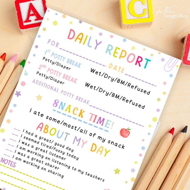 Editable Daily Report Preschool Teacher Daily Report Card Babysitter ...