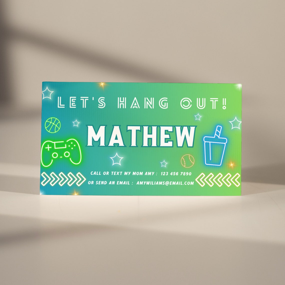 Contact Cards Kids Playdate Cards Boys Keep in Touch for Kids Playdate ...