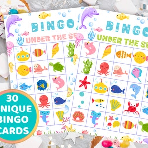 Under the Sea Birthday Bingo Ocean Party Bingo Game Kids Ocean Games ...